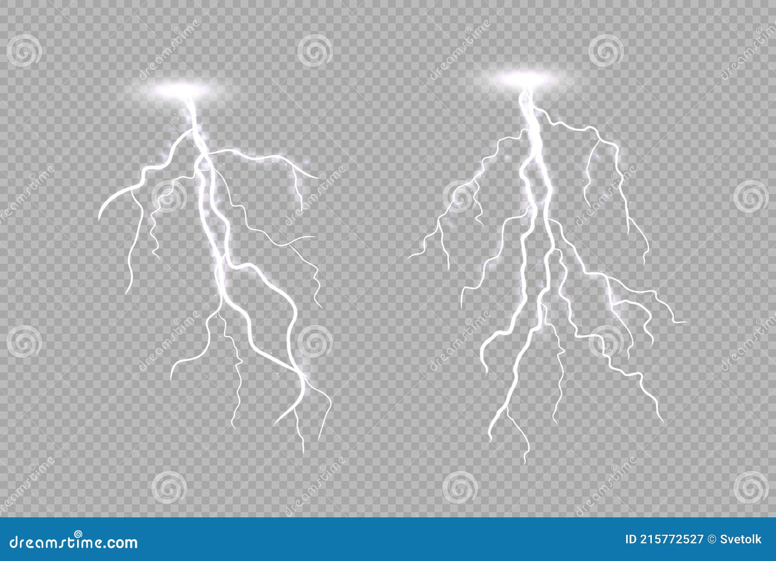 Realistic Lighting Thunderstorm Isolated on Light Transparent ...