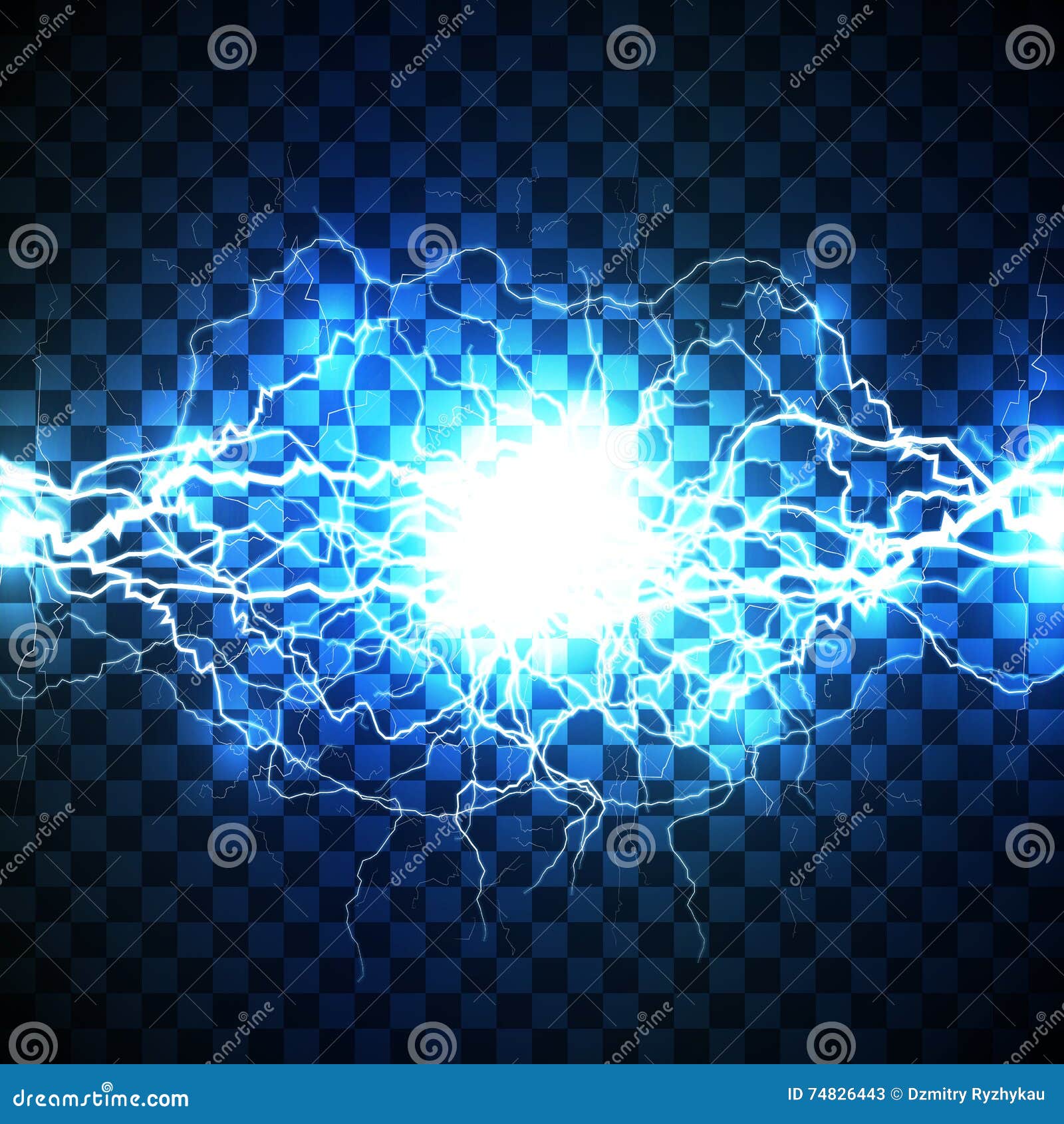 Blue Lightning White Background