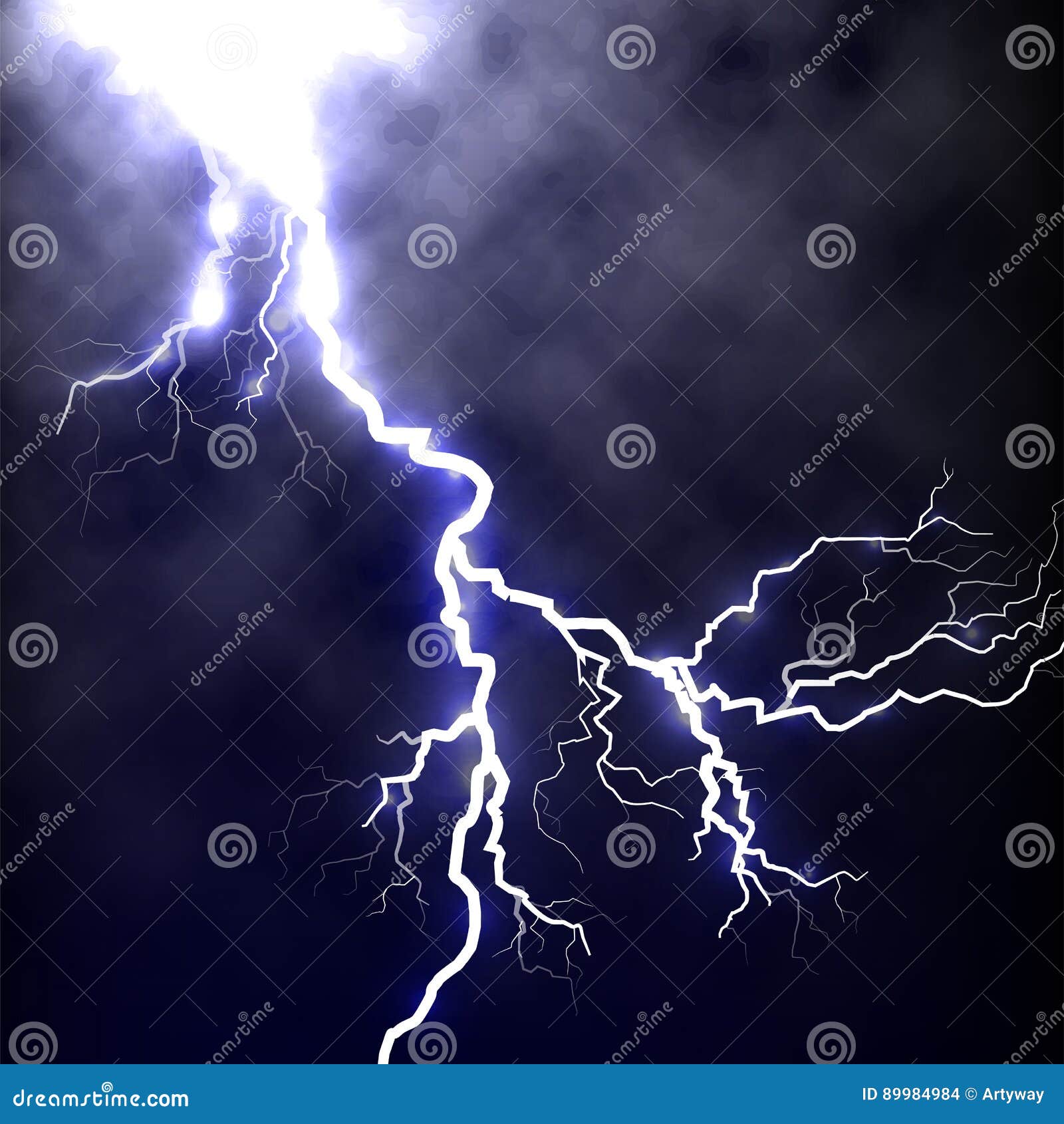 Realistic Lightning. Thunder Spark Light On Transparent Background ...