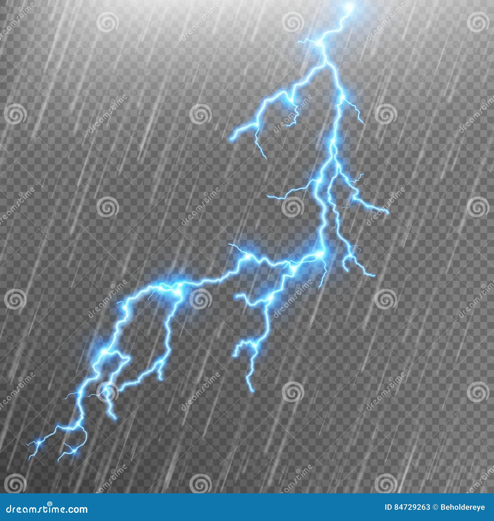 Realistic Lightning. Thunder Spark Light On Transparent Background ...