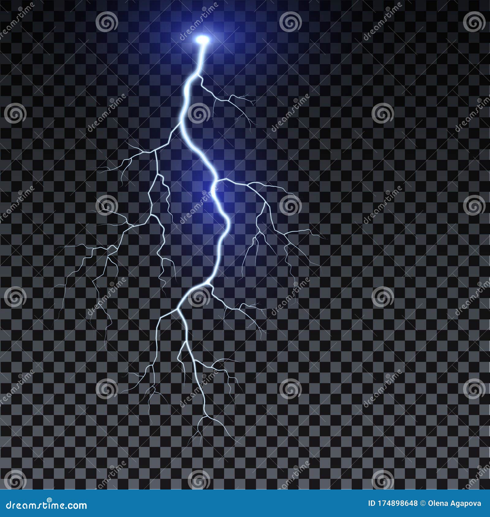 Realistic Lightning. Thunder Spark Light On Transparent Background ...