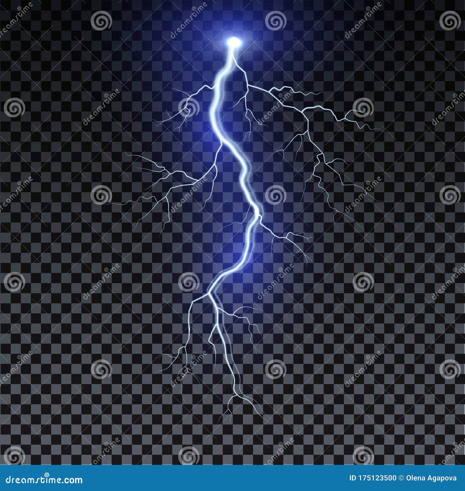 Realistic Lightning. Thunder Spark Light on Transparent Background ...