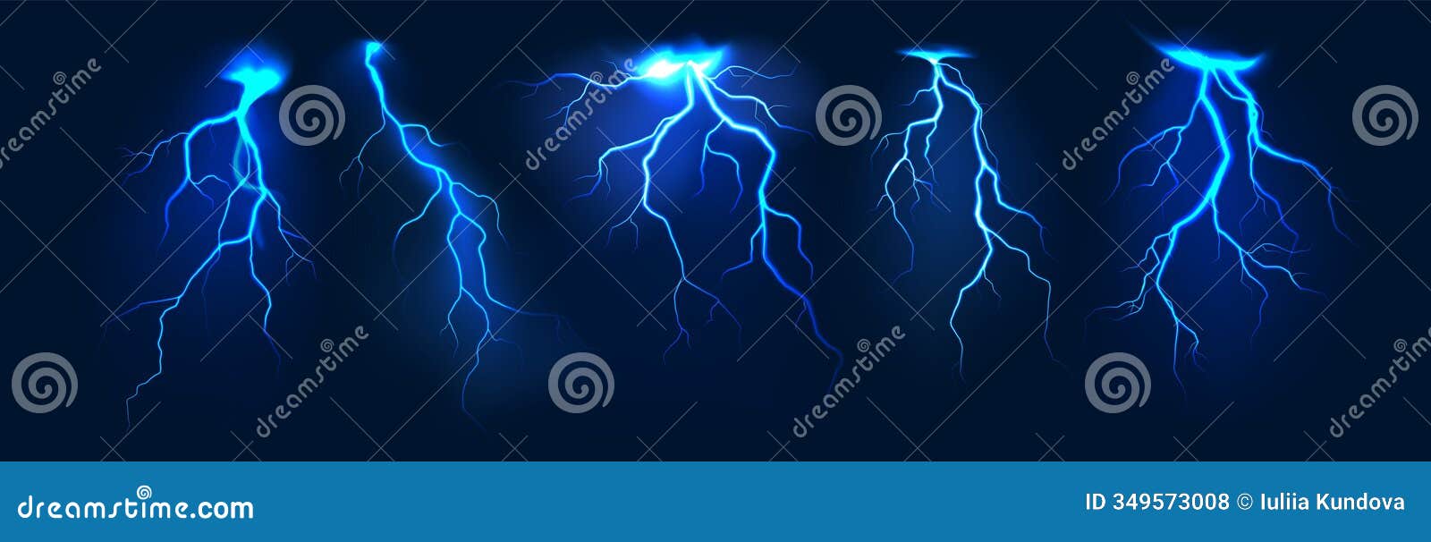 Realistic Lightning Thunderbolt, Glowing Thunder Bolt Light Effect Of ...