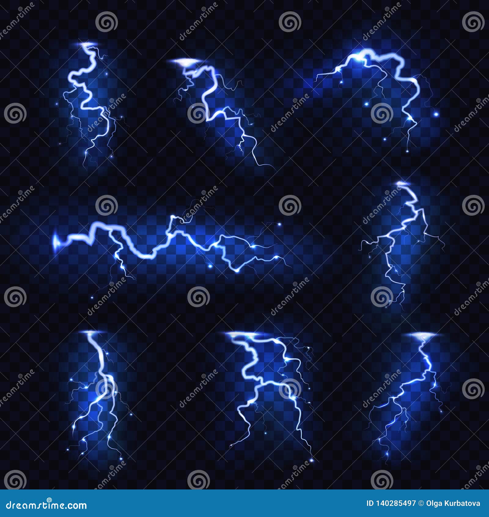 Realistic Lightnings. Blitz Lightning Thunder Light Sparks Storm Flash ...
