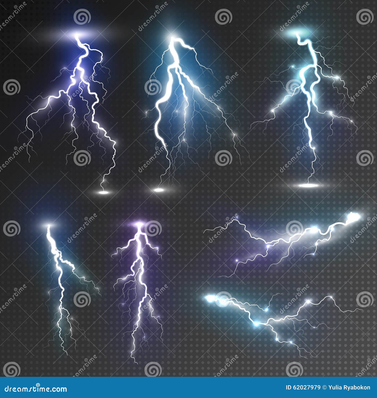 Realistic lightnings set stock vector. Illustration of nature - 62027979