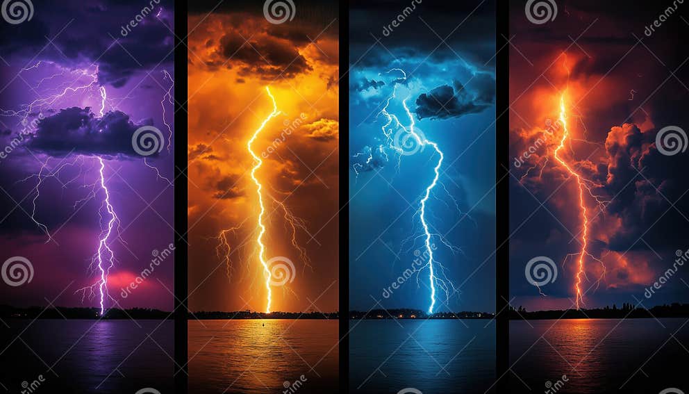 Realistic Lightnings with Transparency for Thunder Stock Photo - Image ...