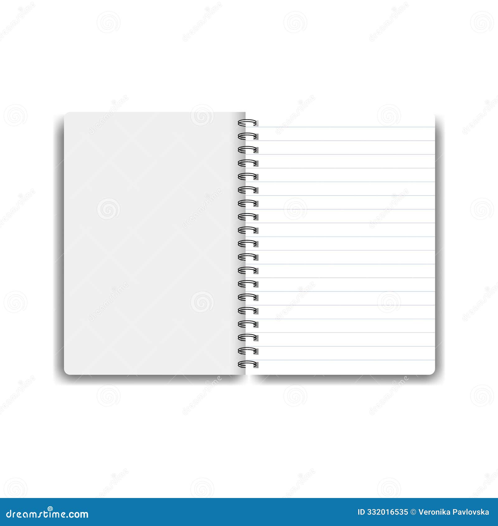 Realistic Lined Notebook Isolated On Transparent Background. Spiral ...