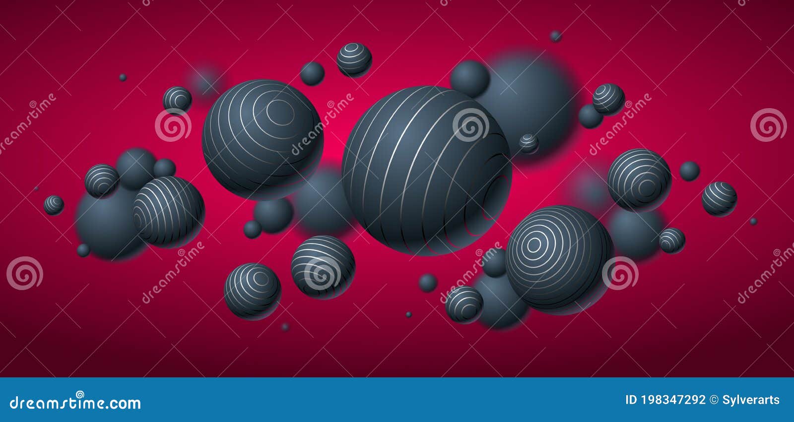 Realistic Lined Spheres Vector Illustration, Abstract Background with ...