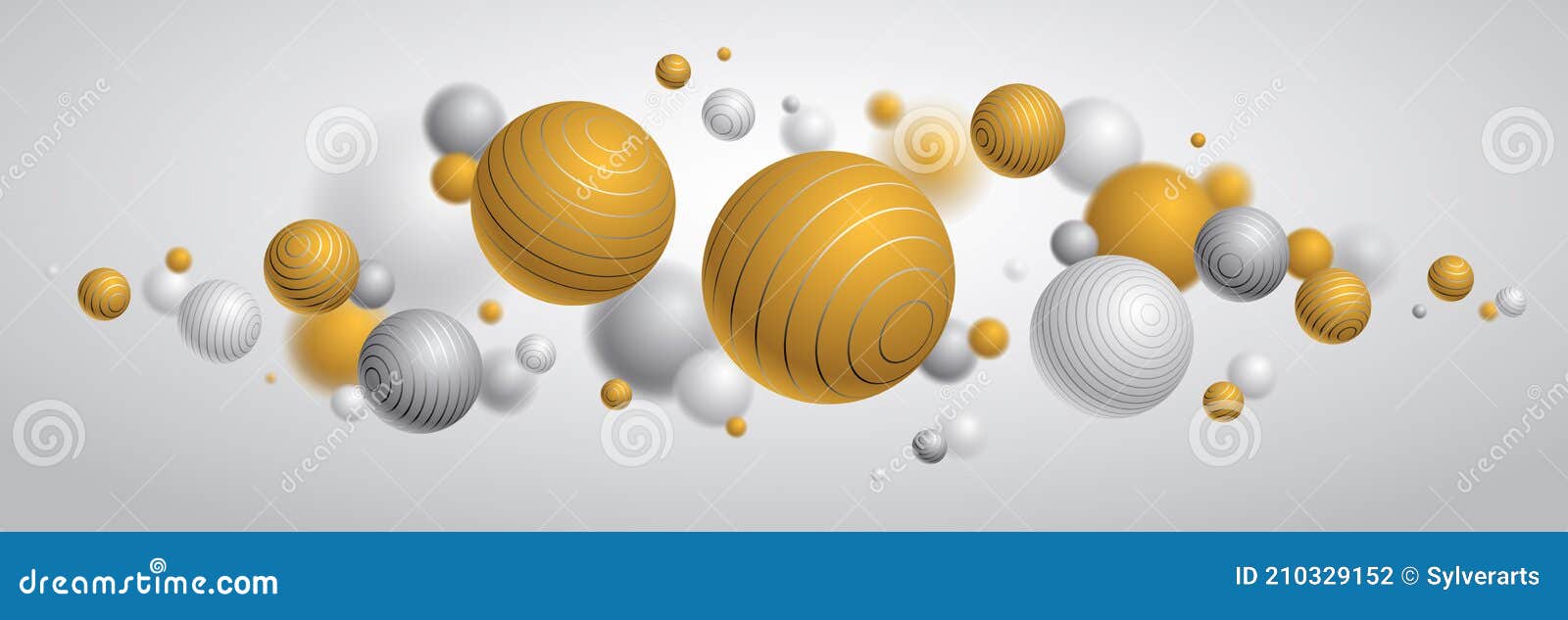 Realistic Lined Spheres Vector Illustration, Abstract Background with ...
