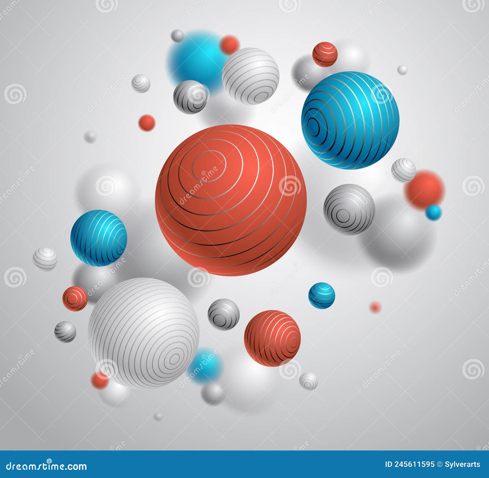 Realistic Lined Spheres Vector Illustration, Abstract Background with ...
