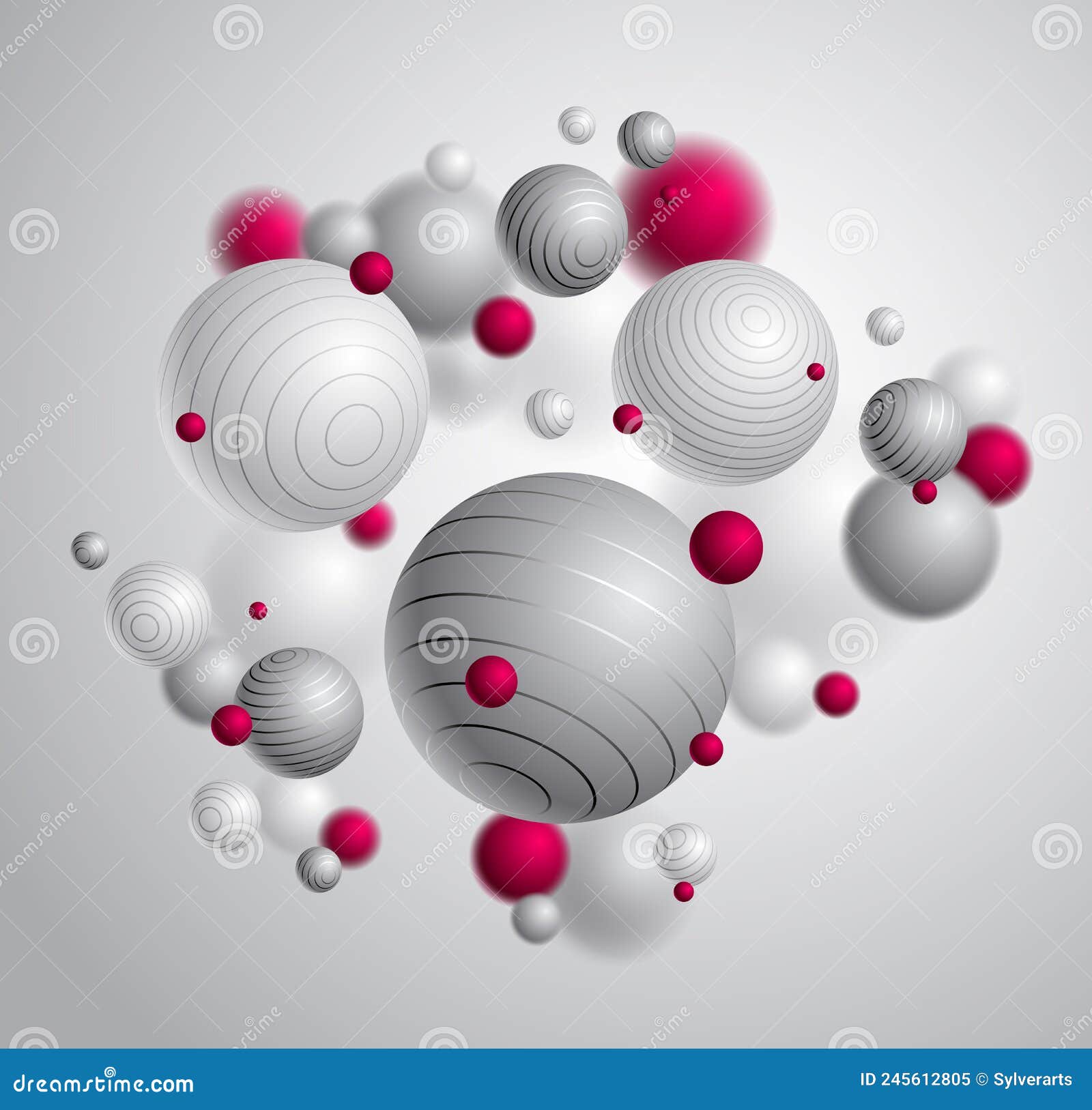 Realistic Lined Spheres Vector Illustration, Abstract Background with ...