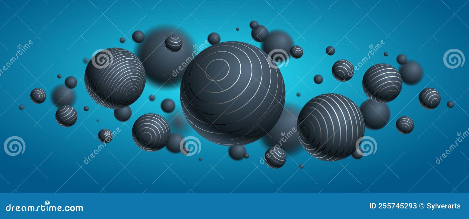 Realistic Lined Spheres Vector Illustration, Abstract Background with ...