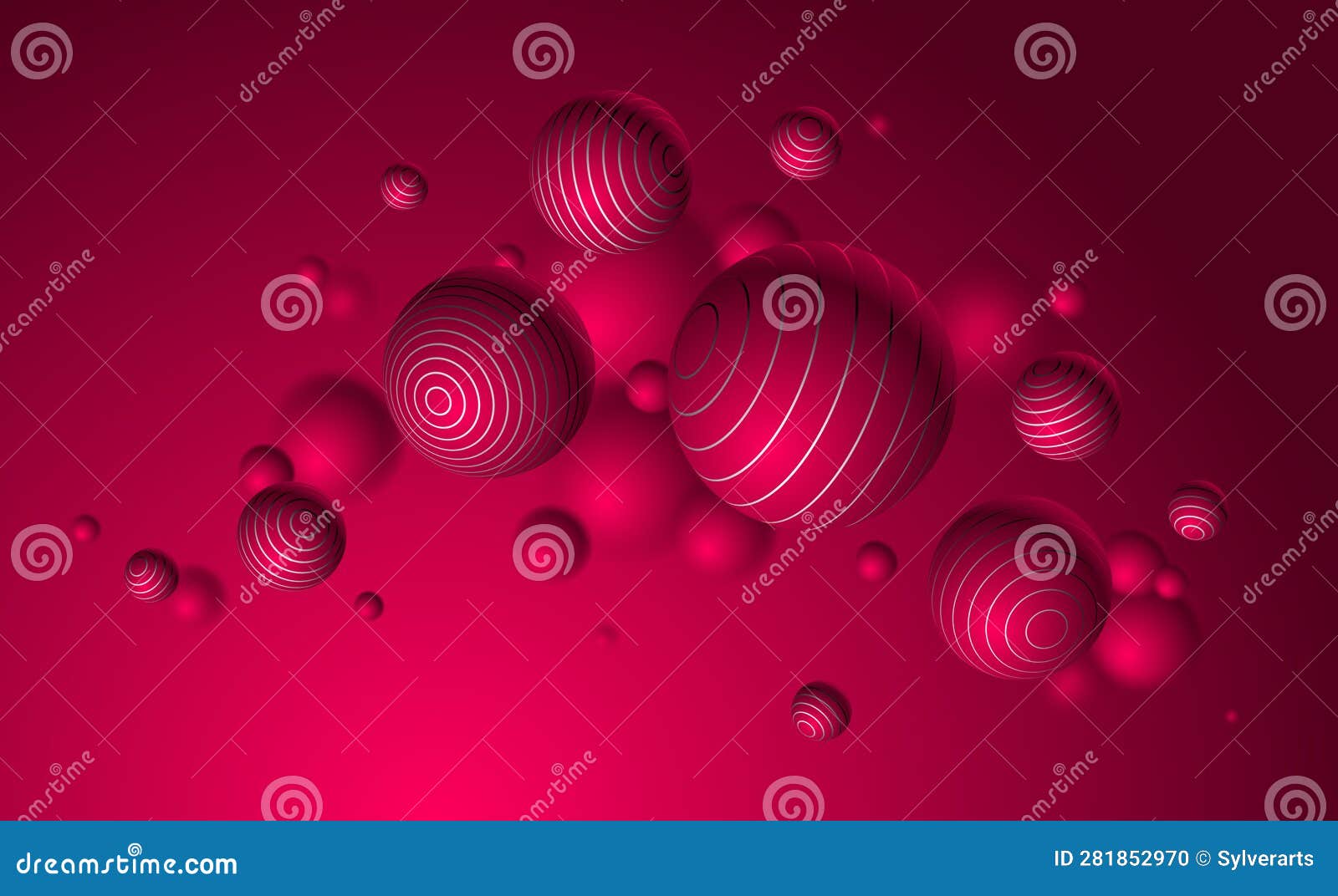 Realistic Lined Spheres Vector Illustration, Abstract Background with ...