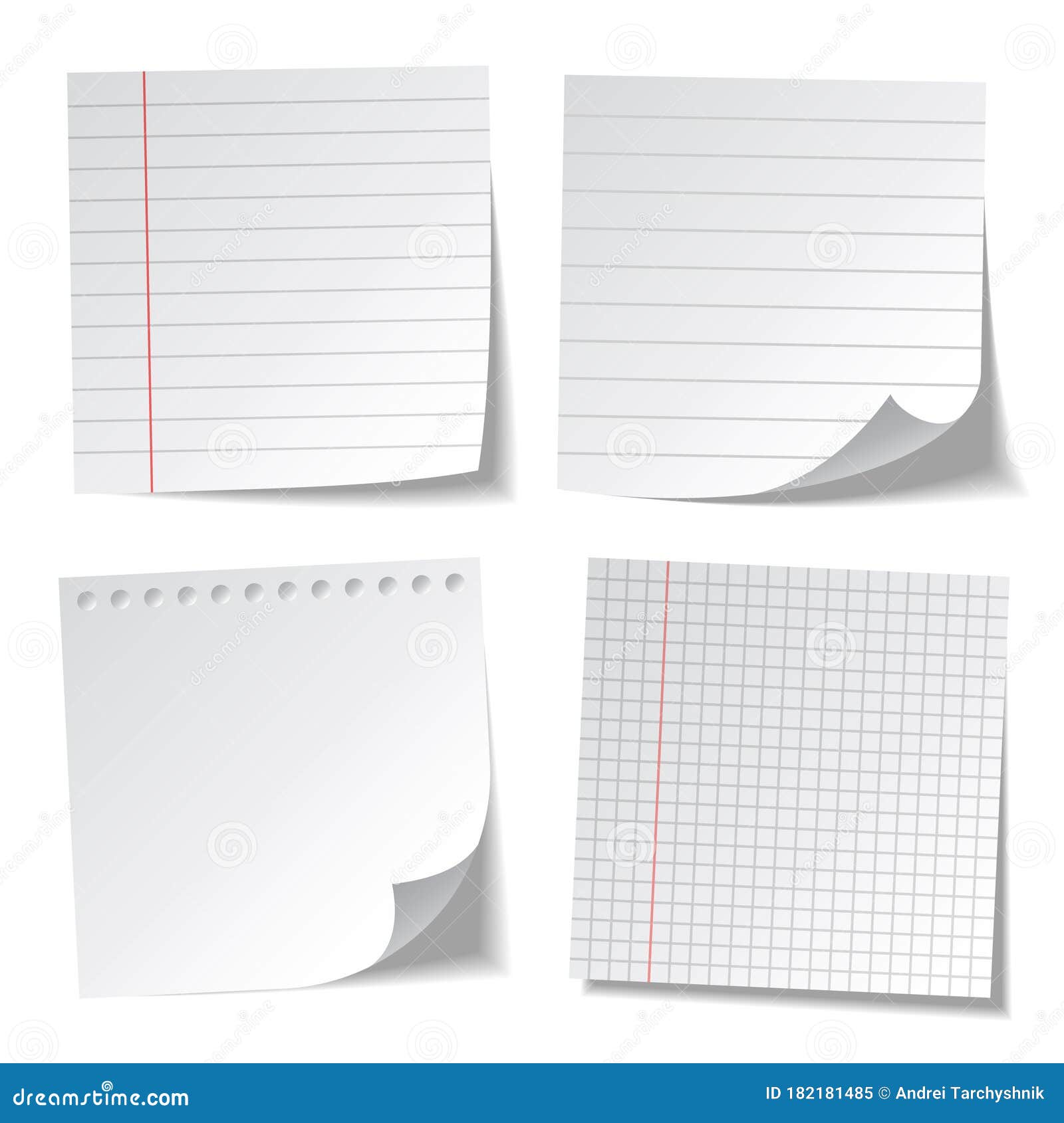 Realistic Lined Sticky Notes. Blank Note Paper Sheets. Information ...
