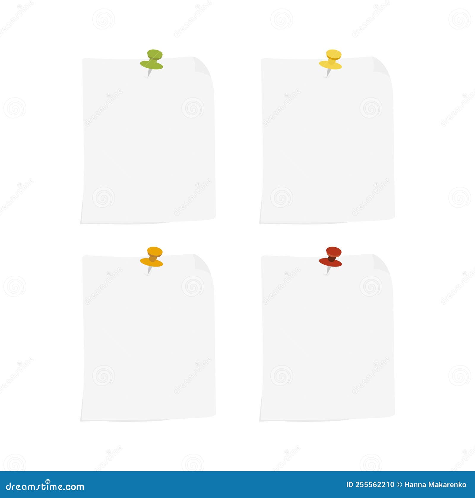 Note Paper with Multi-colored Pushpins and Clothespins Stock Vector ...