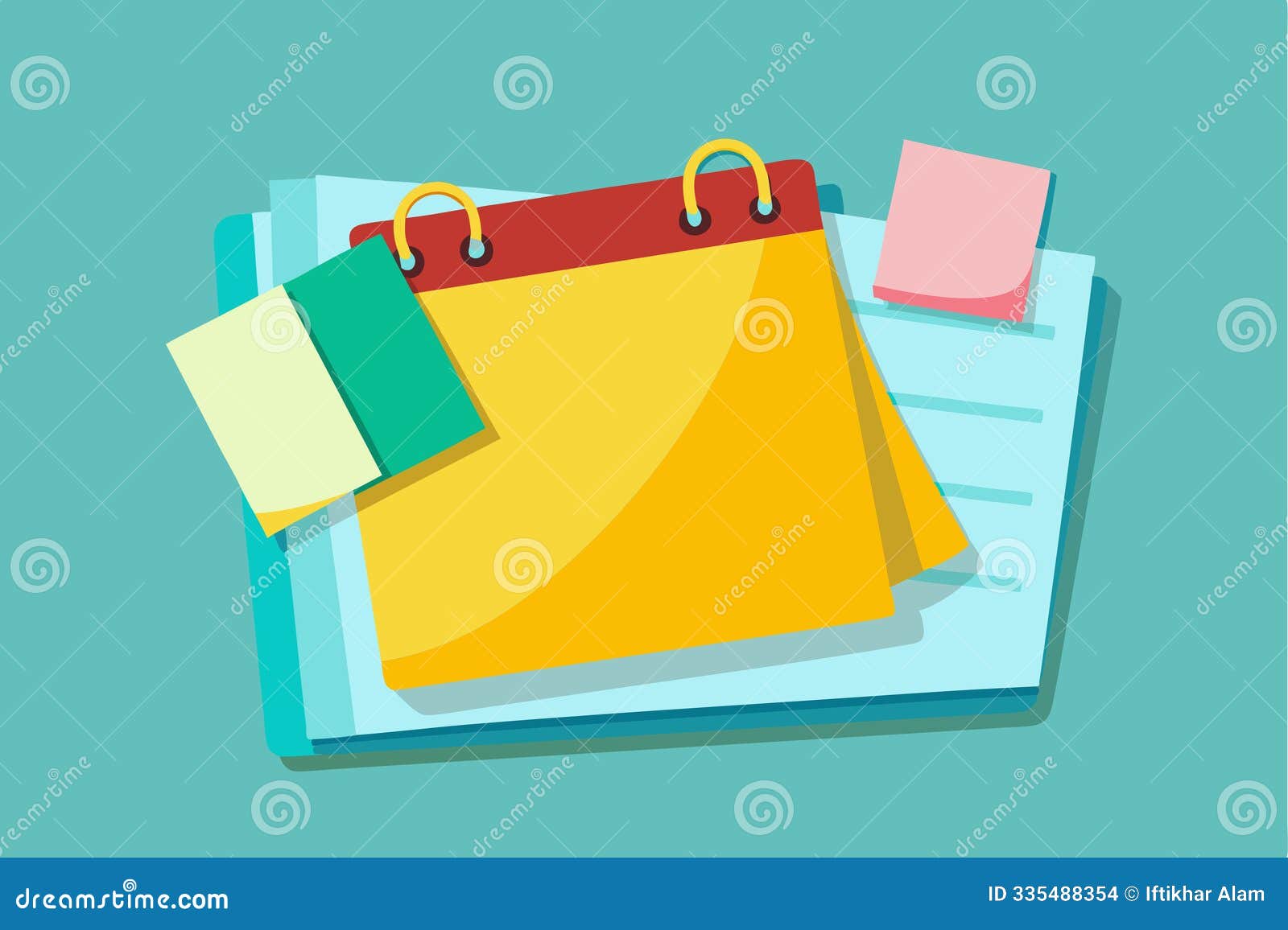 Realistic Lined Sticky Notes with a Clip Binder are Laid Out, Ideal for ...