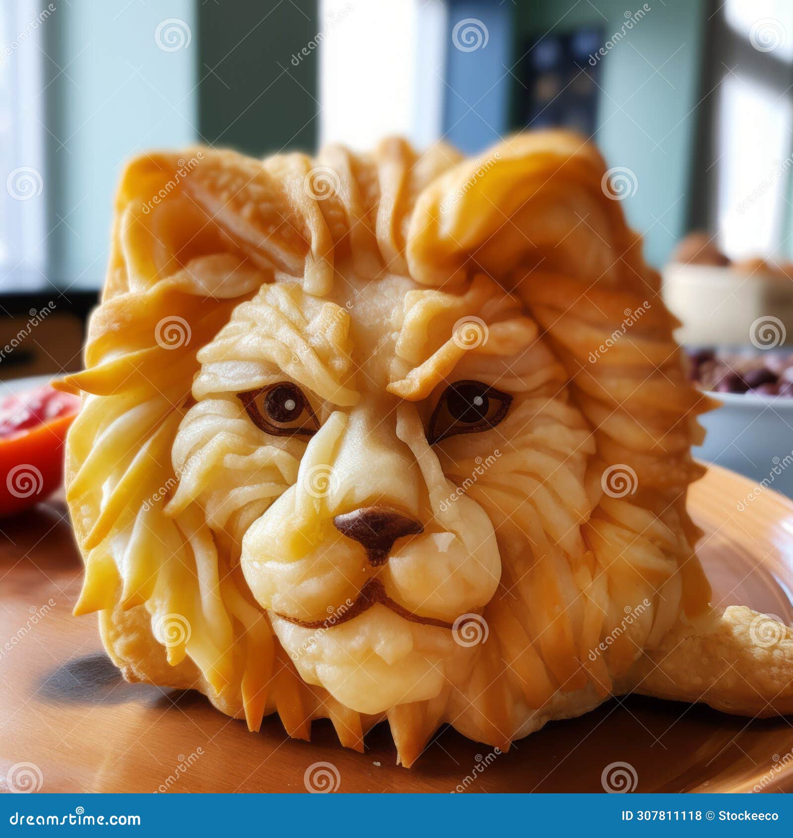 Realistic Lion Bread Sculpture with Fantasy Elements Stock Illustration ...