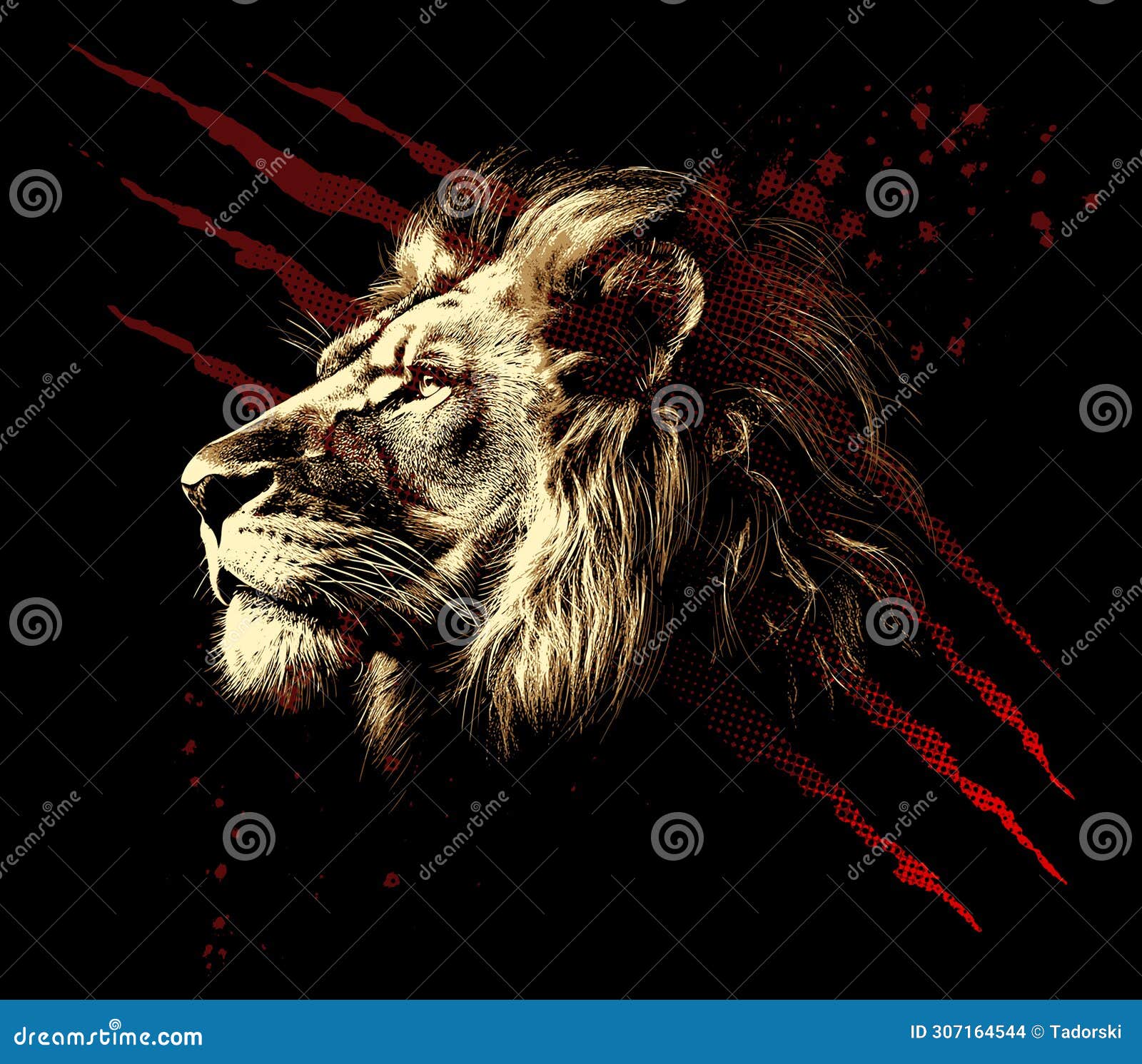 Realistic Lion Head Drawing With Dramatic Shading Royalty-Free ...