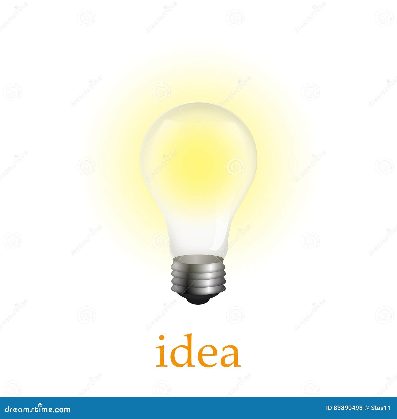 Realistic Lit Light Bulb Isolated on White. Vector Illustration Stock ...