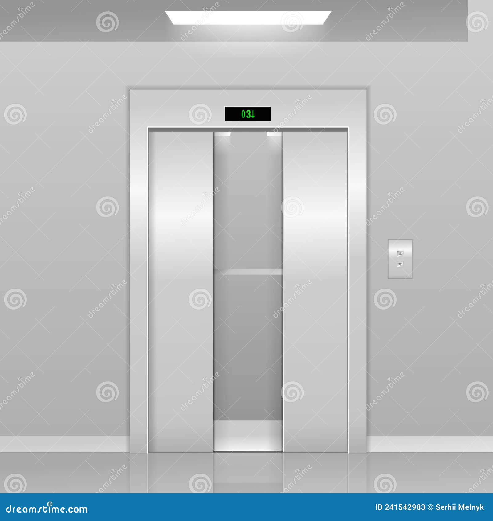 Realistic Lobby Interior with Elevators Stock Vector - Illustration of ...