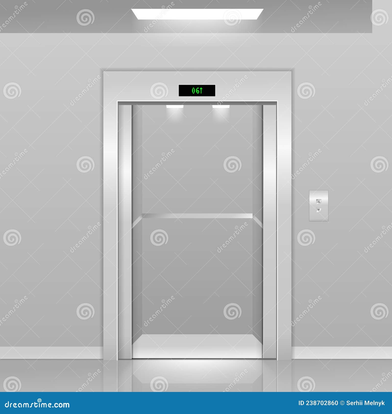 Realistic Lobby Interior with Elevators Stock Vector - Illustration of ...