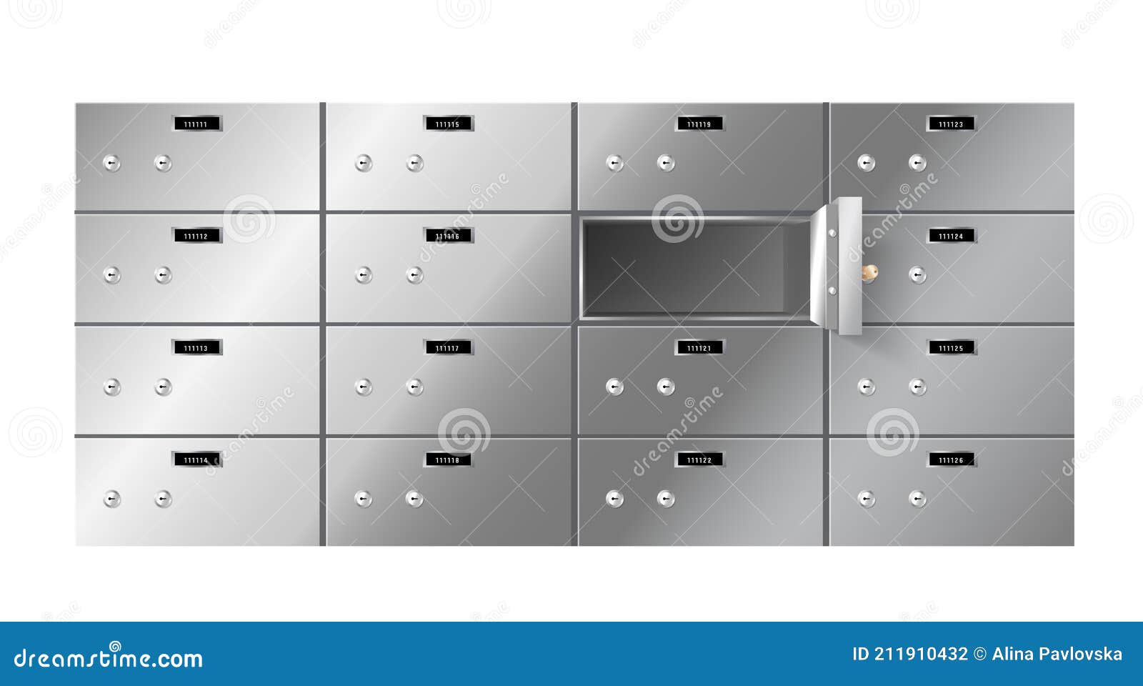 Realistic Lockers, Bank Safe Boxes for Secured Storage 3d. Set of Steel ...