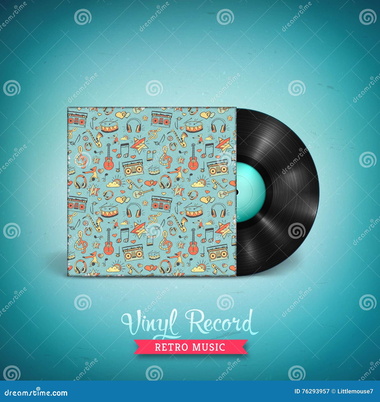 Realistic Long-playing LP Vinyl Record with Cover Mockup Stock Vector ...