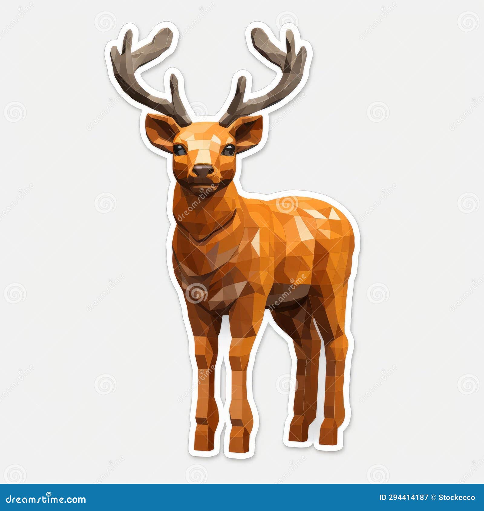 Realistic Low Poly Deer Sticker with 3d Texture Stock Illustration ...