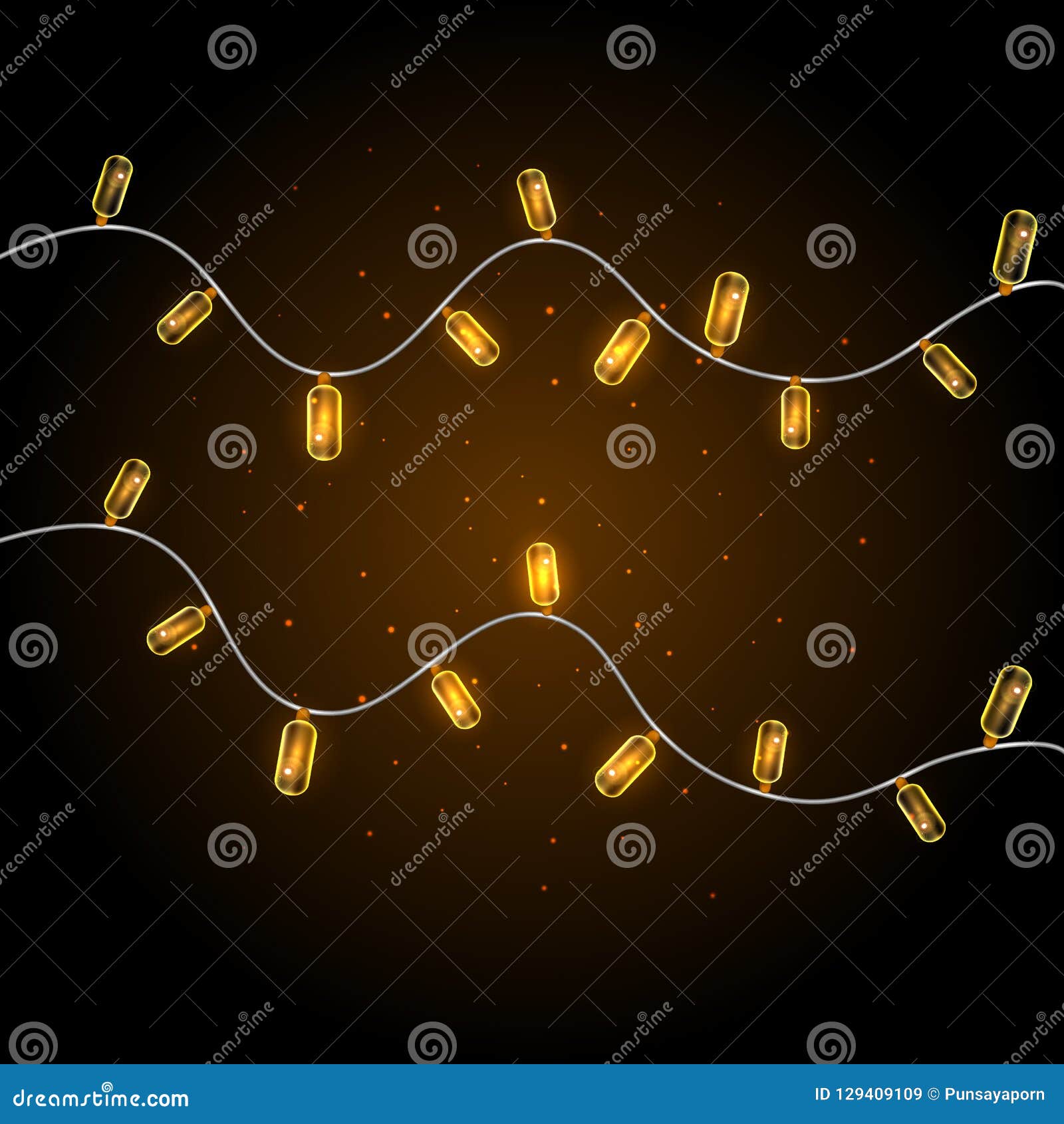 Realistic Luminous Garland on Dark Background Stock Vector ...