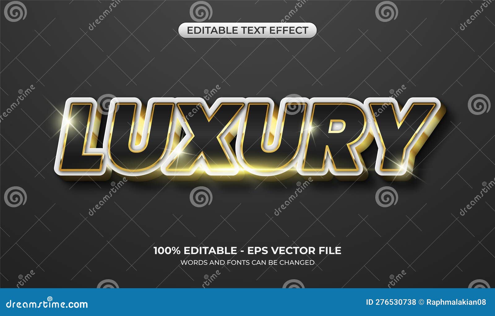 Realistic Luxury Text Effect. Editable Luxurious Black Bold and Gold 3d ...