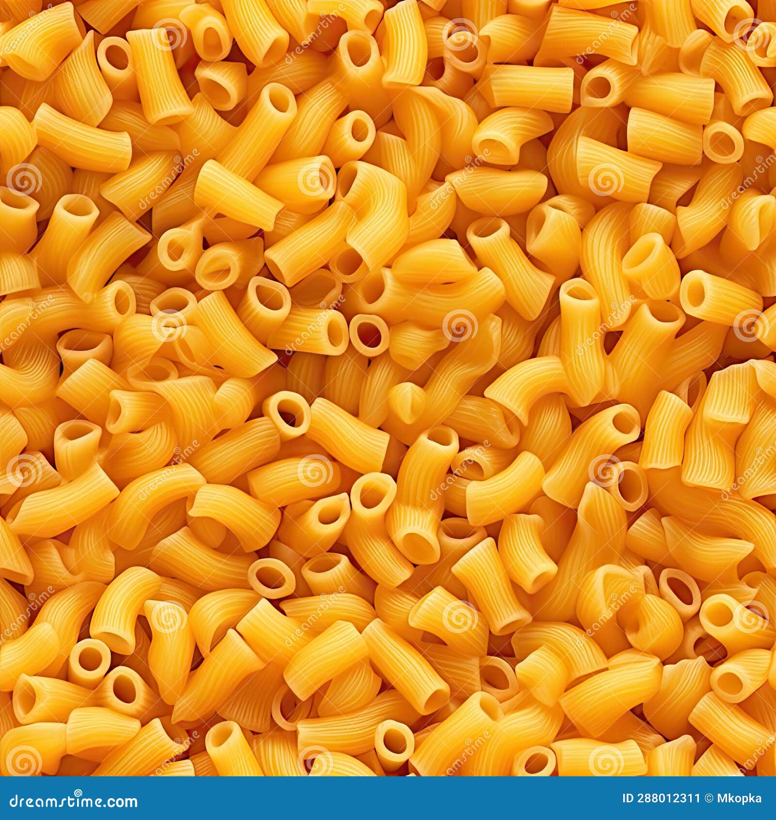 Realistic Macaroni Pasta Noodles. Seamless Repeating Pattern. Orange ...