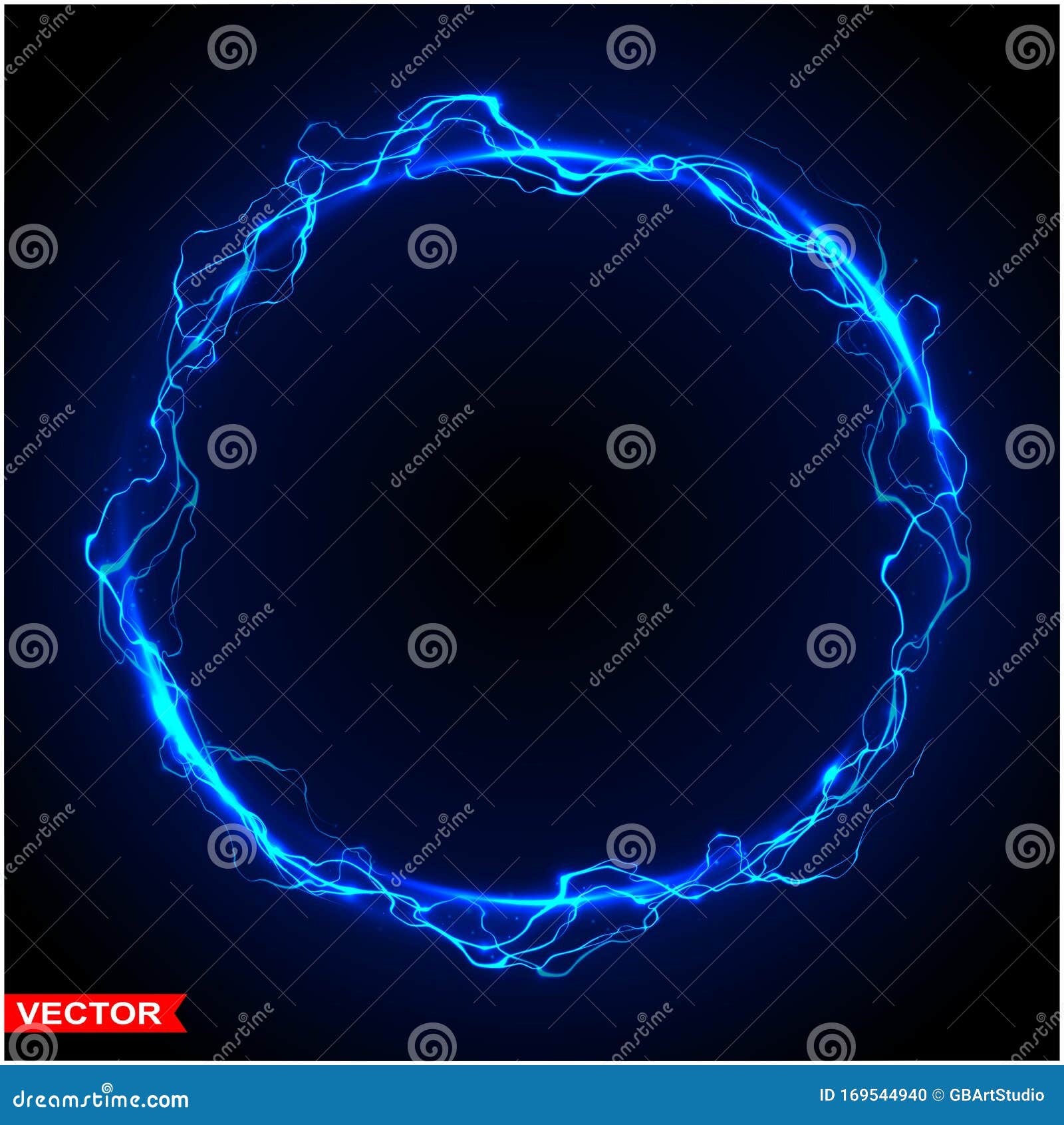 Realistic Magic Circle of Thunder Storm Lightnings Stock Vector ...