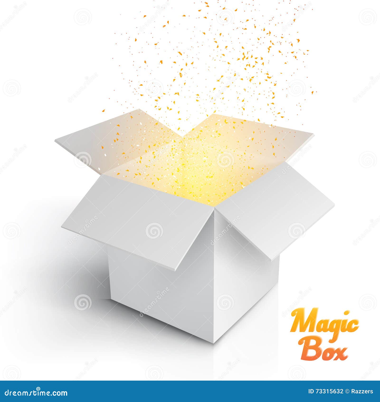 Realistic Magic Open Box. Magic Box with Confetti Stock Vector ...