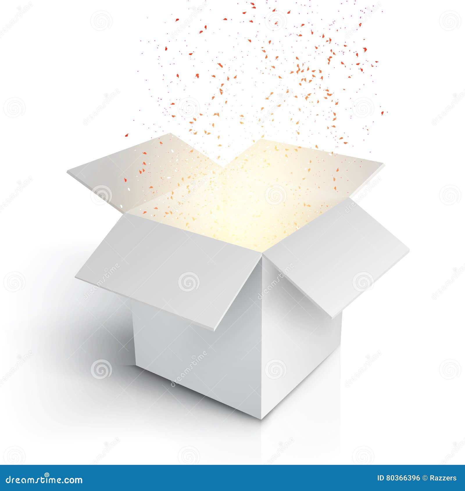 Realistic Magic Open Box. Magic Gift Box with Magic Light Commin Stock ...