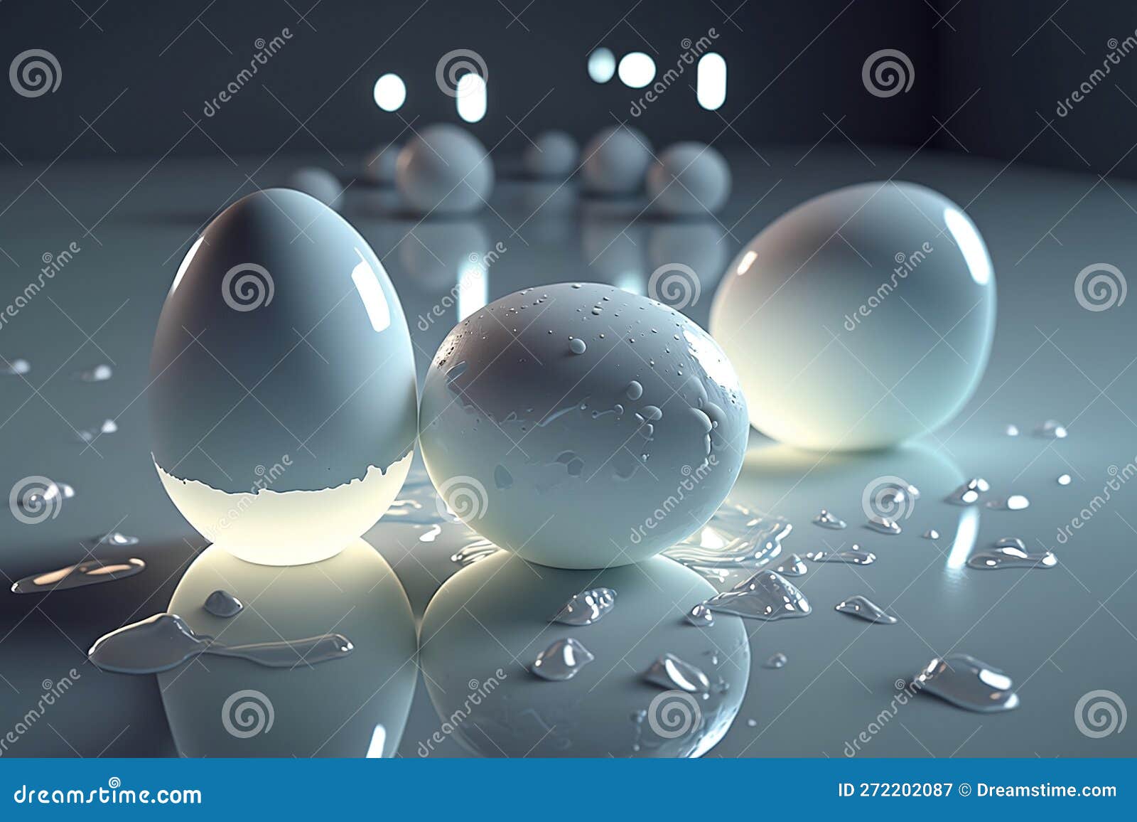 Realistic Magic White Easter Egg with Bright Light and White Pain Drops ...