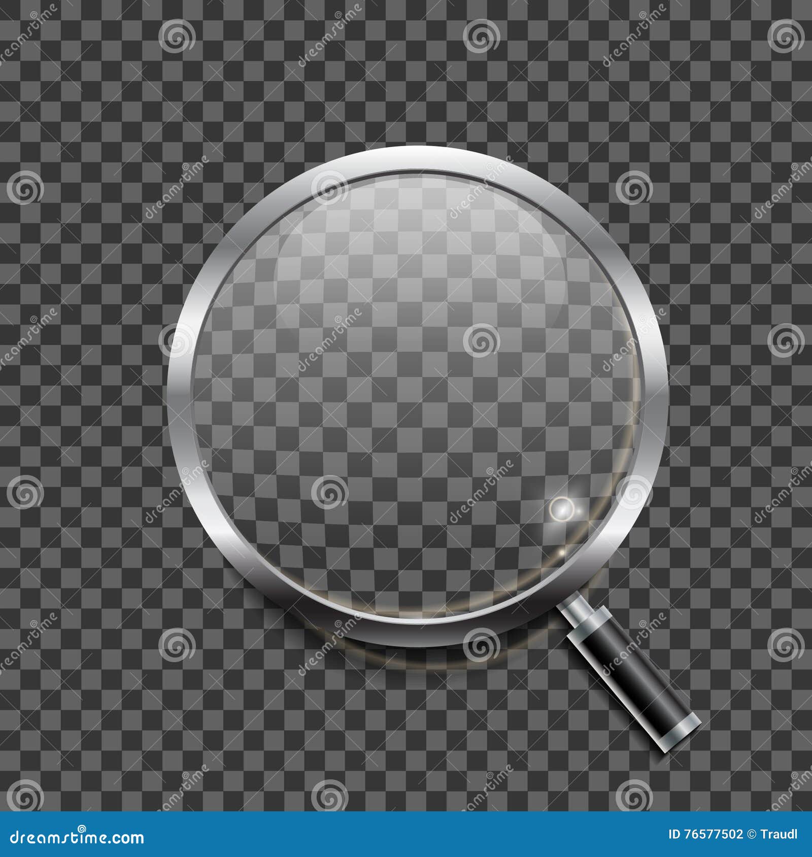 Realistic Magnifying Glass Icon on Transparent Background Stock Vector ...