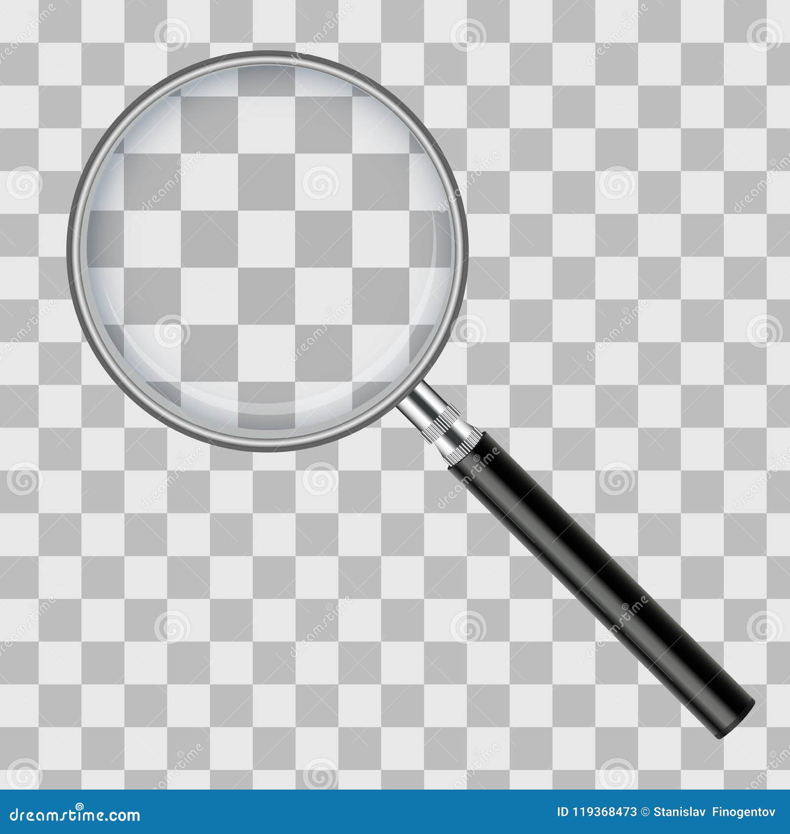 Realistic Magnifying Glass With Shadow On A Transparent Background ...
