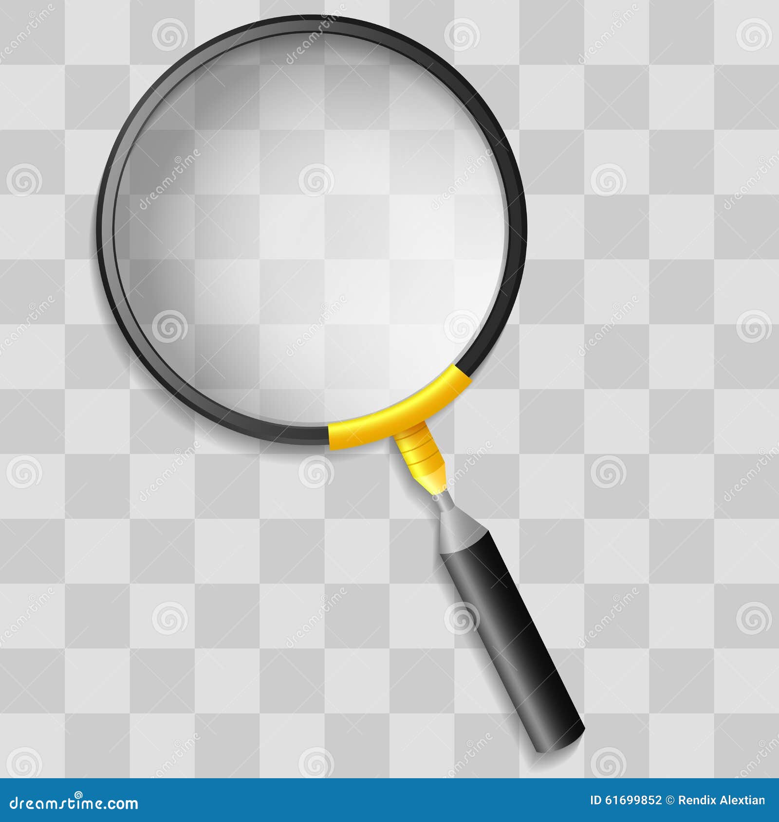 Realistic Magnifying Glass on Transparency Grid Stock Vector ...