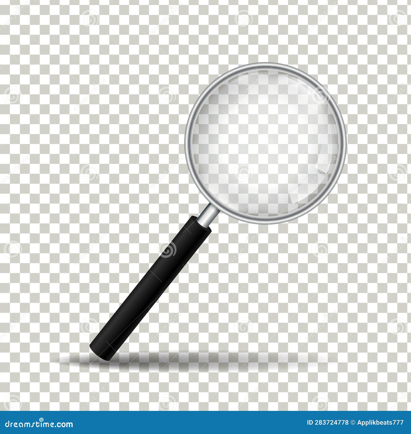 Realistic Magnifying Glass on Transparent Background, Vector ...