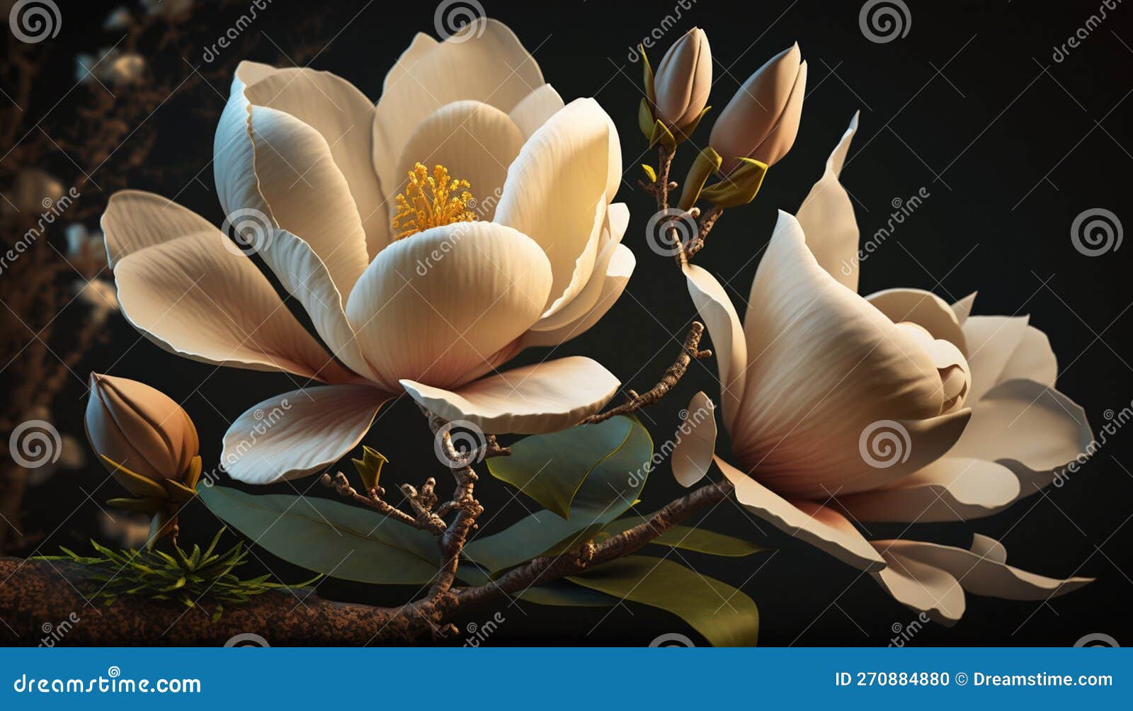 Realistic Magnolia Flower Using Generative AI Stock Illustration ...