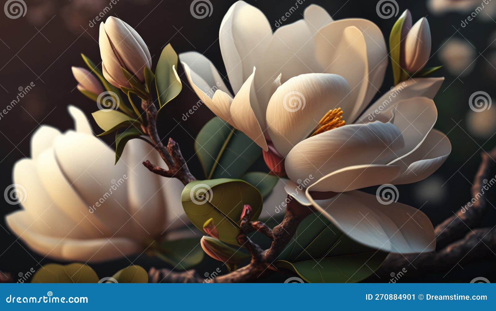 Realistic Magnolia Flower Using Generative AI Stock Illustration ...