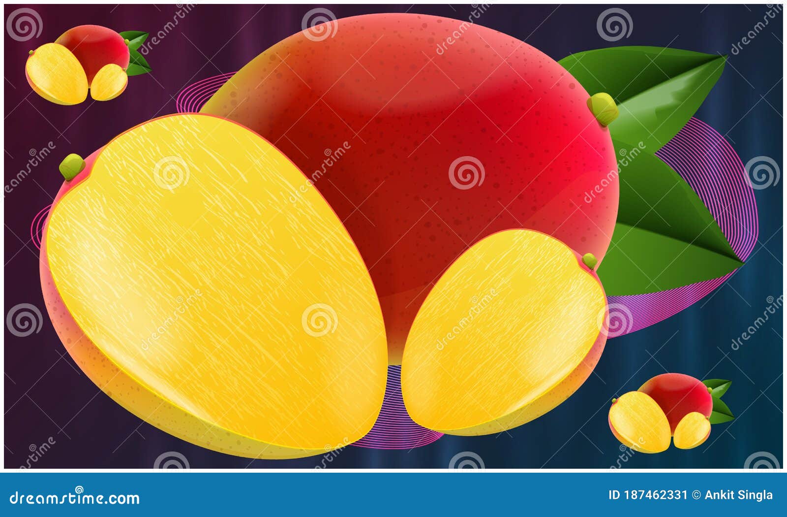 Realistic Mango Fruit on Abstract Background Stock Vector ...