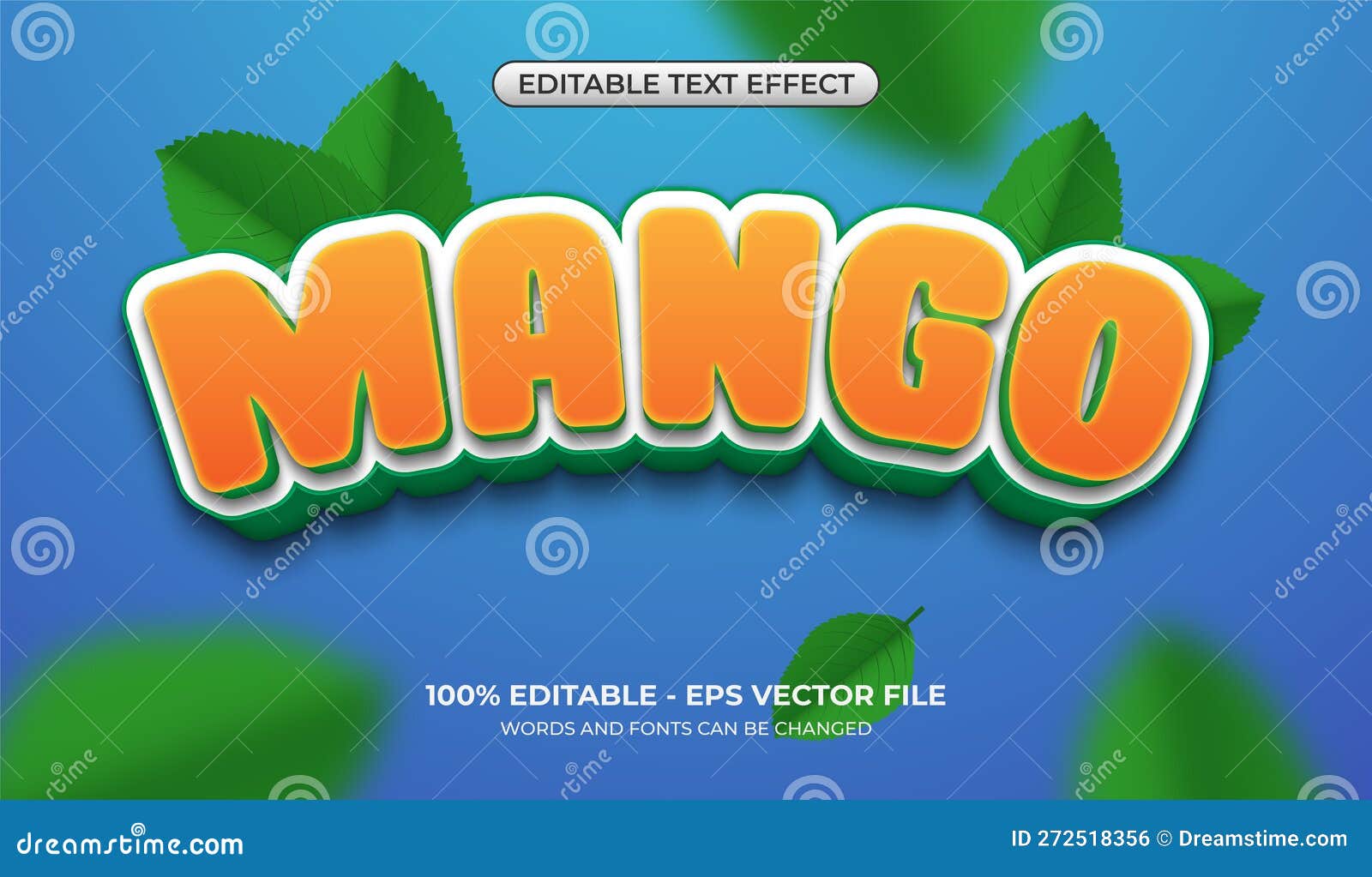 Realistic Mango Text Effect. Editable Orange, Green, and White Font ...
