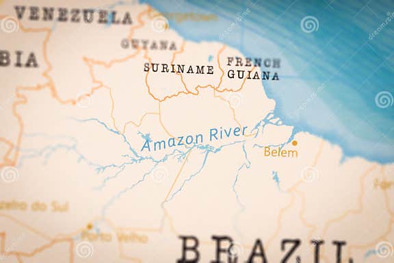 The Realistic Map of Amazon River. Stock Photo - Image of flag, history ...