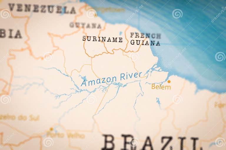 The Realistic Map of Amazon River. Stock Photo - Image of flag, history ...