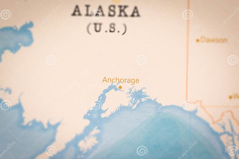 The Realistic Map of Anchorage. Stock Photo - Image of article ...