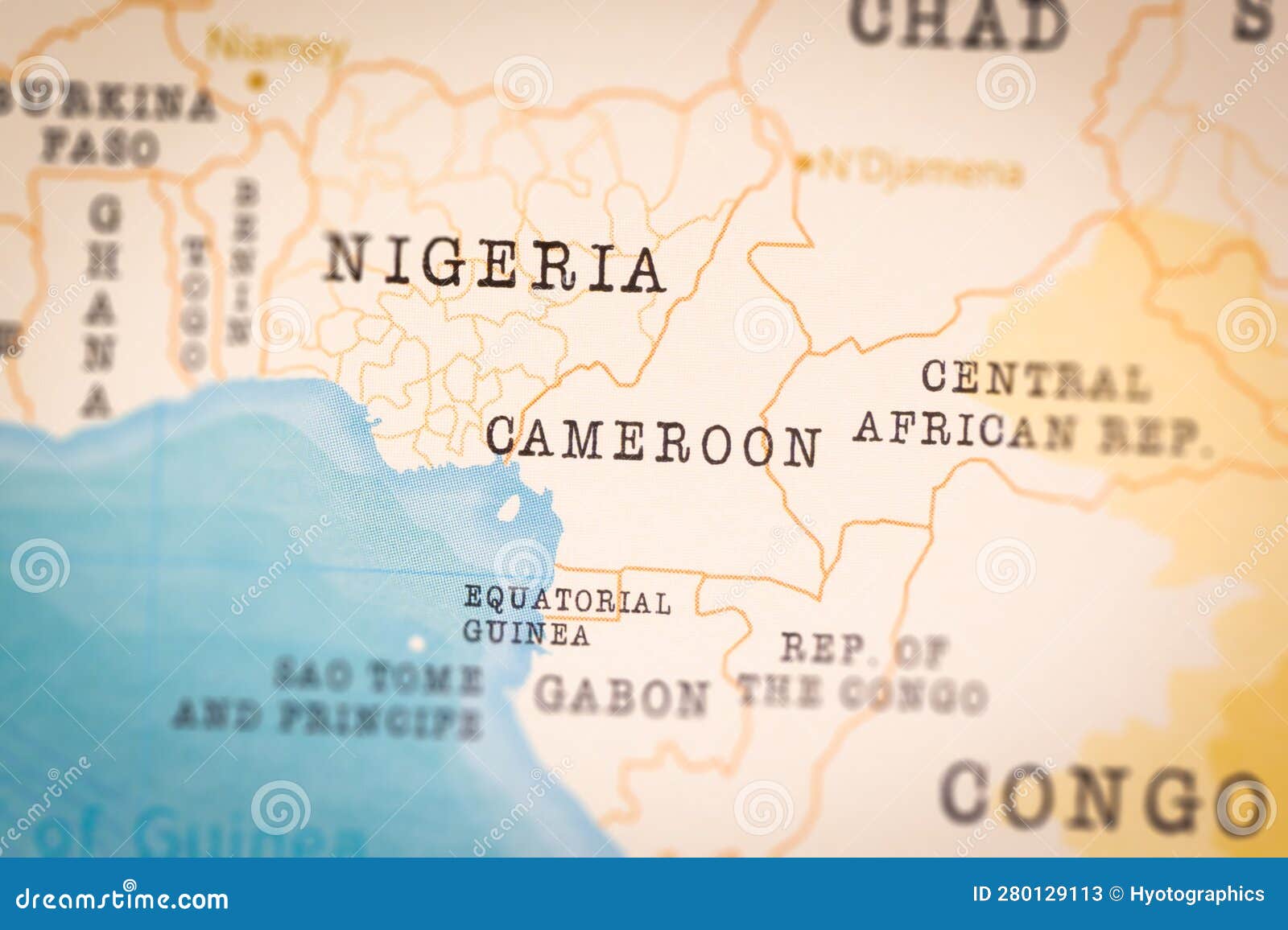 The Realistic Map of Cameroon. Stock Image - Image of travel, world ...