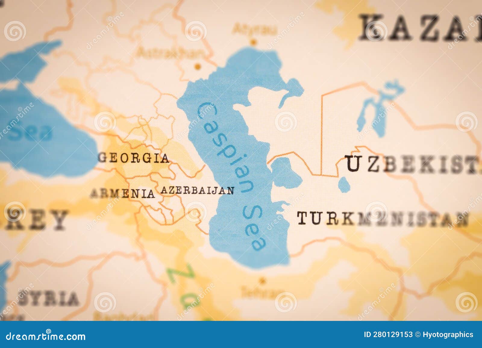 The Realistic Map of Caspian Sea. Stock Image - Image of international ...