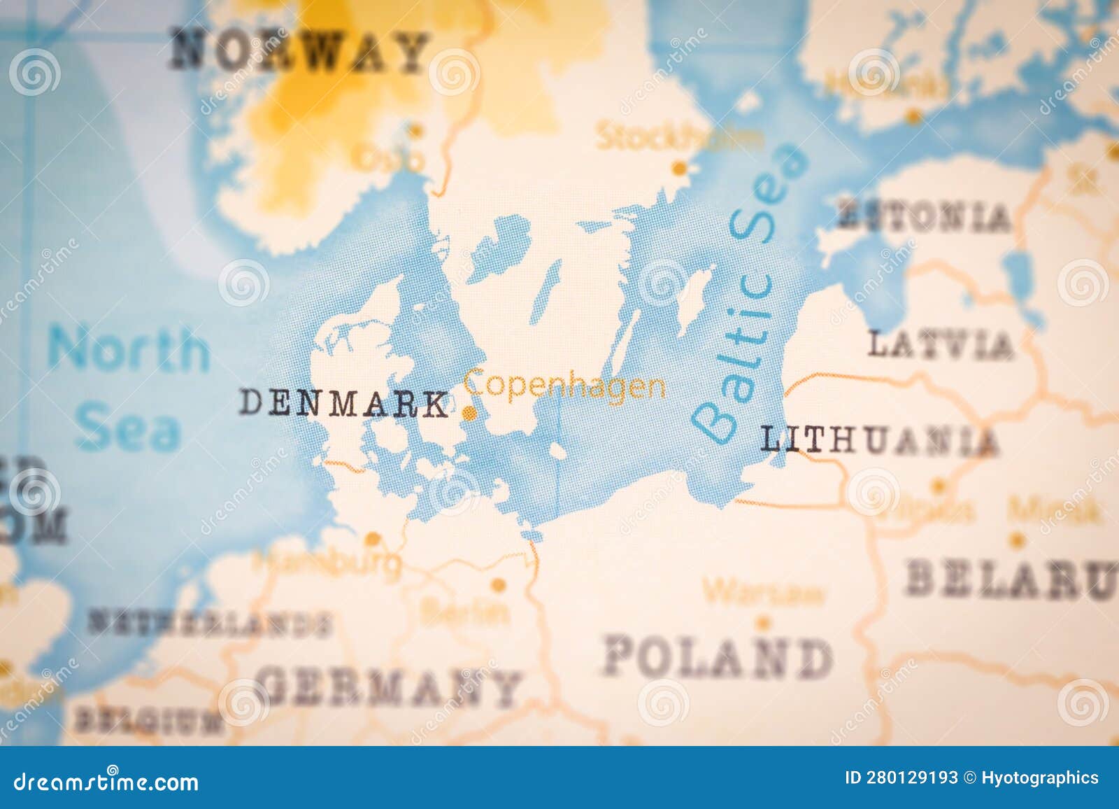 The Realistic Map of Copenhagen. Stock Image - Image of paper, city ...