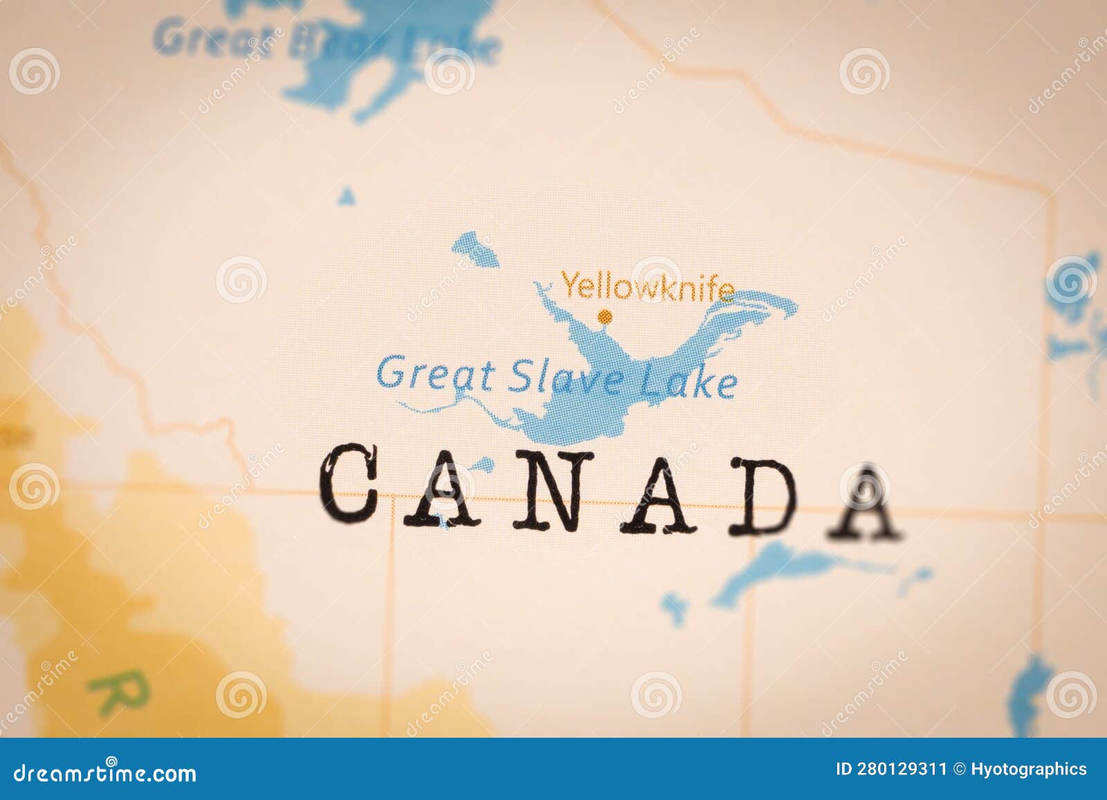 The Realistic Map of Great Slave Lake. Stock Image - Image of article ...
